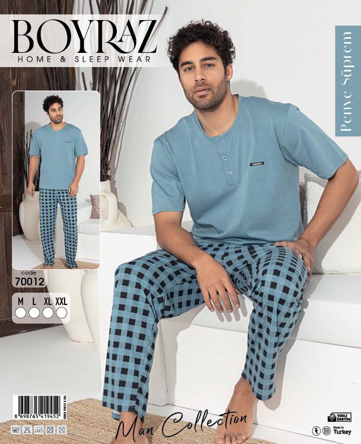BOYRAZ 70012 ERKEK SÜPREM PENYE K.KOL PİJAMA TAKIMI